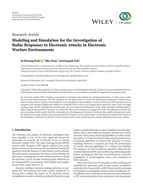 pdf modeling and simulation for the investigation of radar responses