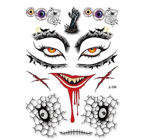 9 Sheets Halloween Temporary Tattoos Halloween Scar Tattoo And Fake
