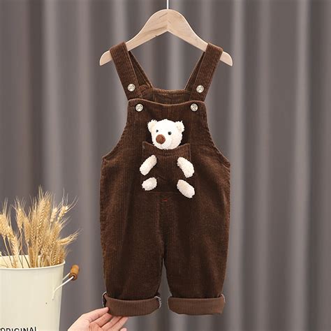 春款女宝宝背带裤灯芯绒婴幼儿吊带裤男童儿童连体裤休闲条绒裤子虎窝淘