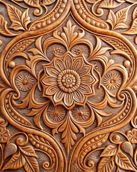 Hand Tooled Leather Embossing Pattern Premium Ai Generated Image