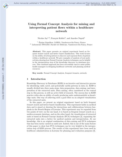 Pdf Using Formal Concept Analysis For Mining And Interpreting Patient Flows Within A