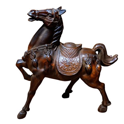 Statue De Cheval Antique Chinois En Bois De Buis Sculptures Sculpt Es
