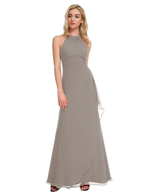 Alicepub Halter Bridesmaid Dresses Chiffon Long Prom Dress Maxi Evening