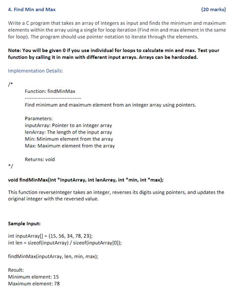 Solved Find Min And Max Marks Write A C Program That Chegg Com