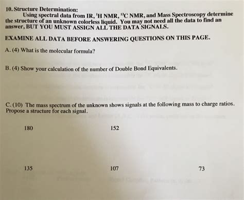 10 Structure Determination Using Spectral Data From