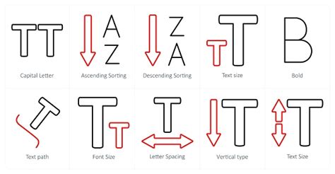 Ilustración De A Set Of 10 Editing Tools Icons As Capital Letter