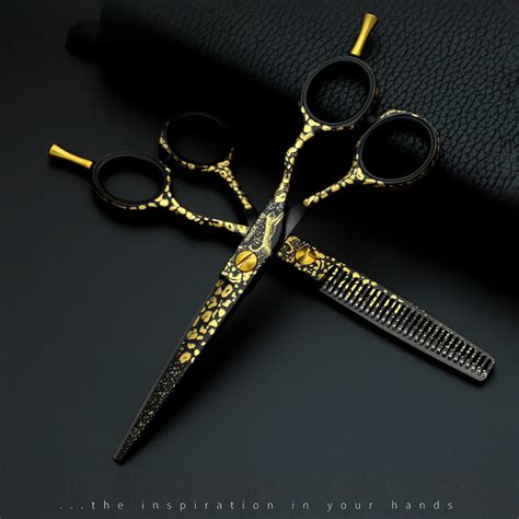 전문 고품질 블랙 골드 헤어 가위 440c 스테인레스 스틸 60 65 70 인치 절단 치아 미용실 전용 가위