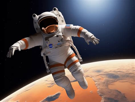 航天科技太空漂浮的宇航员探索火星概念图图片下载 觅知网