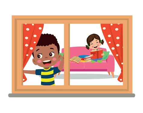 Little Boy Looking Out Of The Window 26969309 Vector Art At Vecteezy