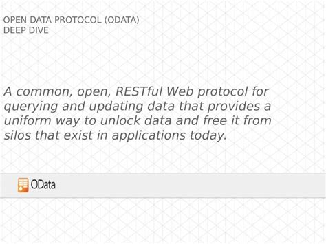 PPTX OPEN DATA PROTOCOL ODATA DEEP DIVE A Common Open RESTful Web