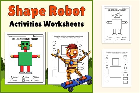2d Shape Robots Craft And Coloring Pages Graphic By Unique Source