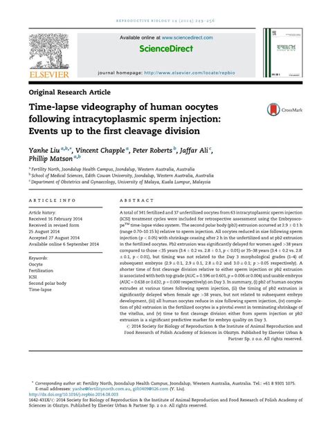 Time Lapse Videography Of Human Oocytes Following DocsLib