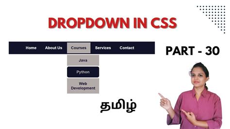 Dropdown Menu Using Html And Css Css Tutorial Part 30 Tamil Developer Techies Youtube
