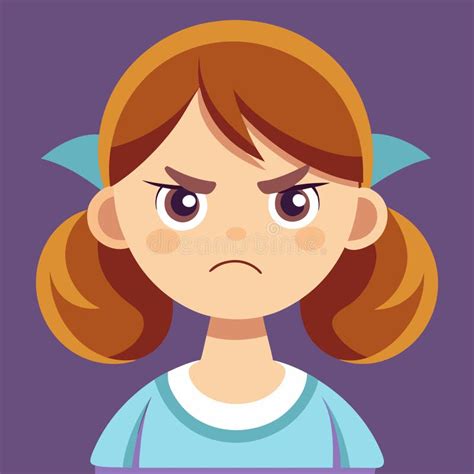 Grumpy Girl Facial Expression Stock Vector Illustration Of Woman