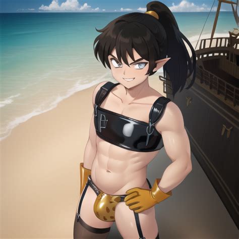 Rule 34 Ai Generated Beach Black Hair Blue Eyes Blush Bulge Inuyasha