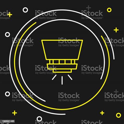 검은 색 배경에 격리 된 라인 화재 스프링클러 시스템 아이콘 스프링클러 소화기 단단한 아이콘 다채로운 개요 개념 벡터 검은색에