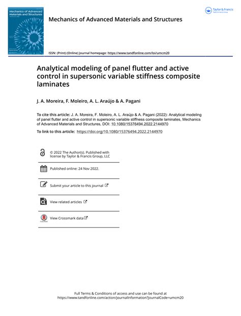 Pdf Analytical Modeling Of Panel Flutter And Active Control In