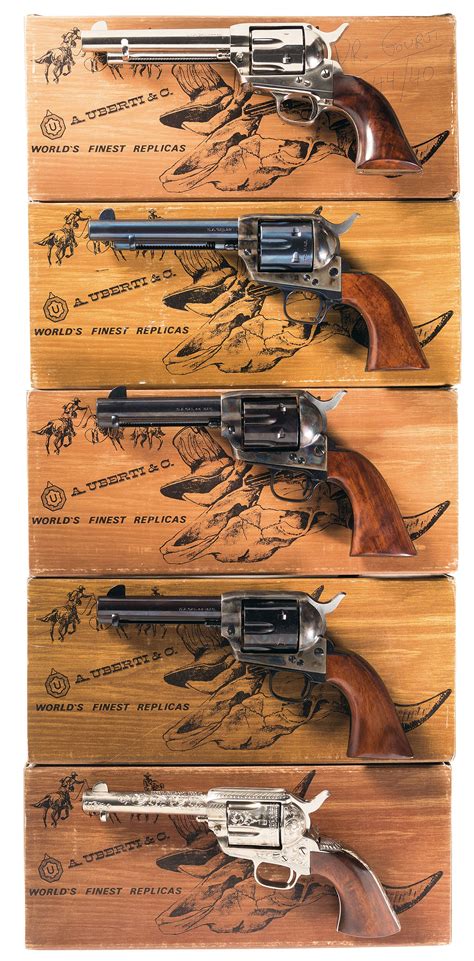 Five Uberti Single Action Army Revolvers With Boxes A Uberti C Rock