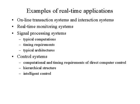Examples Of Realtime Applications Online Transaction Systems And