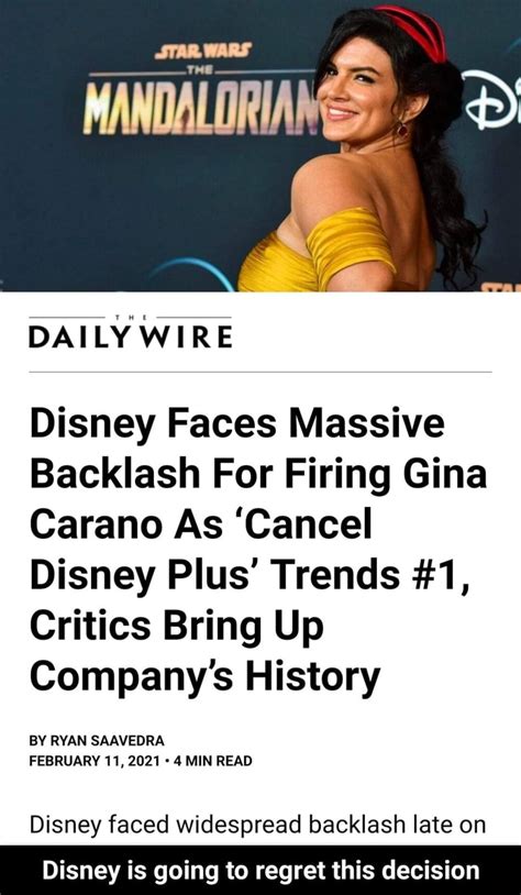 Daily Wire Disney Faces Massive Backlash For Firing Gina Carano As Cancel Disney Plus Trends