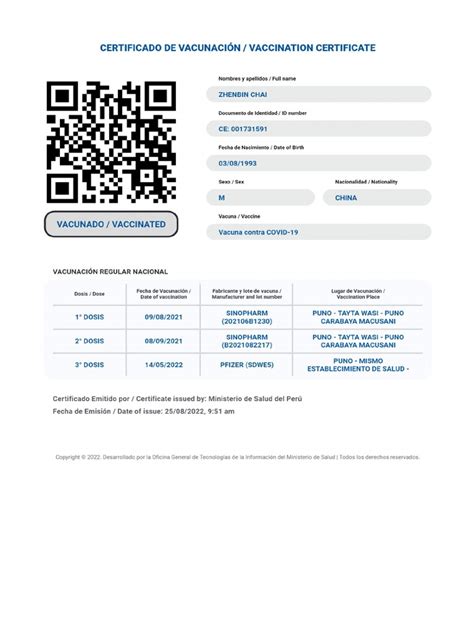 Minsa Carnet Vacunación Chai Zhenbin Pdf