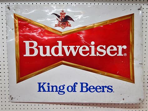 Sold Price Ss Metal Budweiser King Of Beers Advertising Sign January