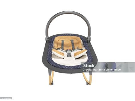 흰색 배경에 플라스틱 핸들 전면 보기와 금속 다리를 가진 아이를위한 3d 렌더링 침대 0명에 대한 스톡 사진 및 기타 이미지