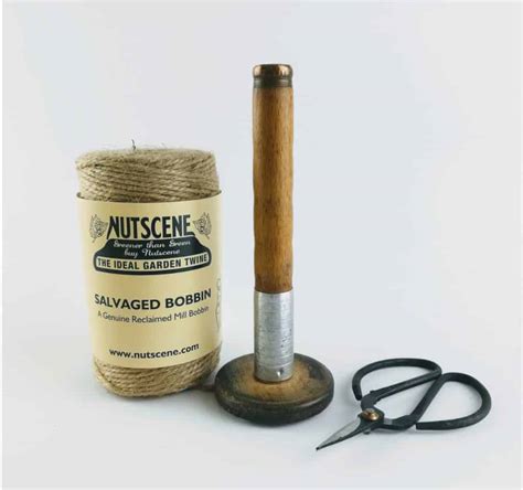 Natural Recycled Mill Bobbin With Twine And Scissors Nutscene Twine