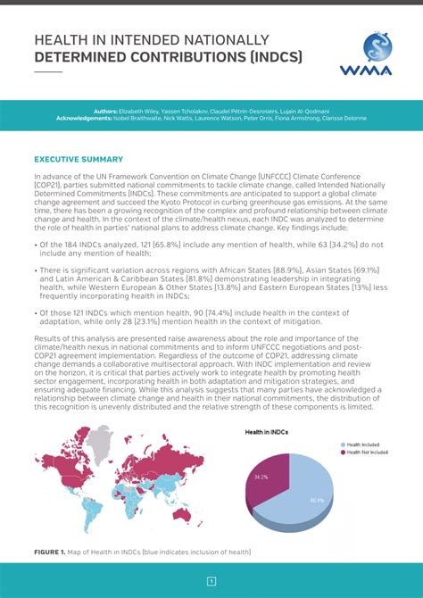 Pdf Health In Intended Nationally Determined Contributions Indcs