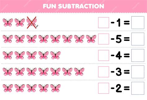 Jogo Educativo Para Crianças Divertidas Subtração Contando Borboletas