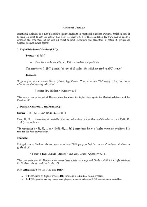 Relational Calculus Relational Calculus Relational Calculus Is A Non