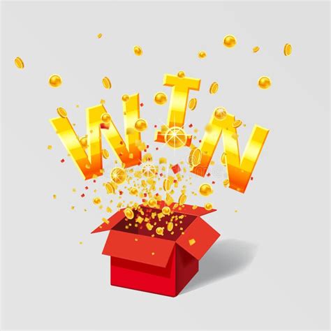 Open Red T Box Win Gold Text With Coins And Confetti Explosion