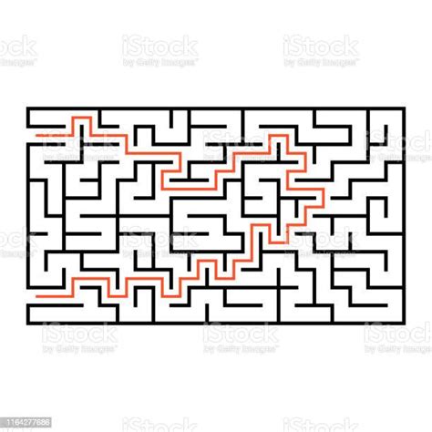 추상 직사각형 미로 아이들을위한 게임 아이들을위한 퍼즐 입구 1개 출구 1개 미로 수수께끼 흰색 배경에 격리된 플랫 벡터 그림입니다 대답과 함께 0명에 대한 스톡 벡터 아트