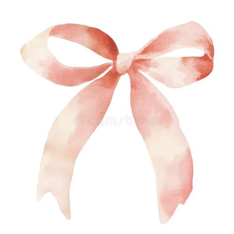 Watercolor One Cute Large Pink String Ribbon For T Or Card Design Generative Ai Stock
