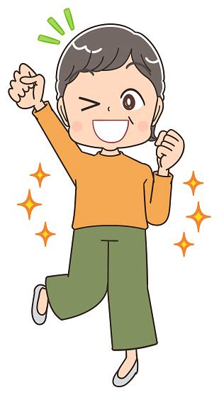 오렌지 옷을 입고 짧은 머리를 가진 선임 여성 그녀는 긍정적 인 감정을 가지고있다 60 69세에 대한 스톡 벡터 아트 및 기타