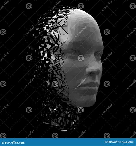Vector Polygonal Illustration Of A Humanoid Robot Girl Head