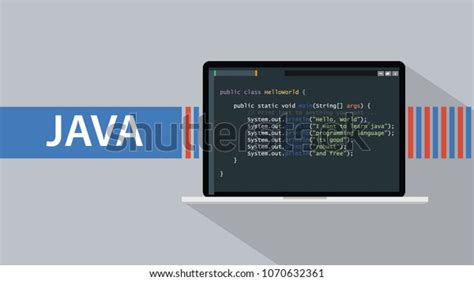 java programming language laptop code script stock vector royalty free