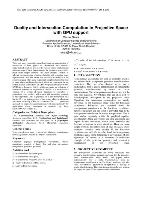 Pdf Duality Barycentric Coordinates And Intersection Computation In