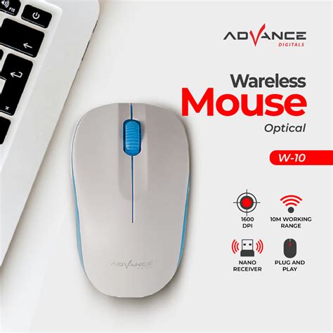 Jual Advance Mouse Wireless Laptop Optical Mouse W10 Garansi