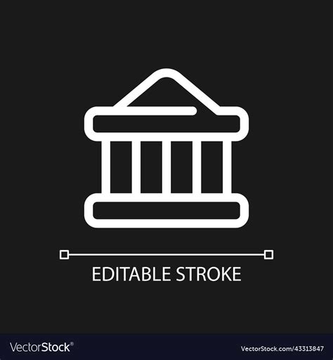 Bank Pixel Perfect White Linear Ui Icon For Dark Vector Image