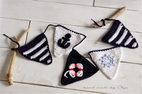 Hand Made By Olga Szydełkowa Girlanda Dla Stasia Marine Morskie