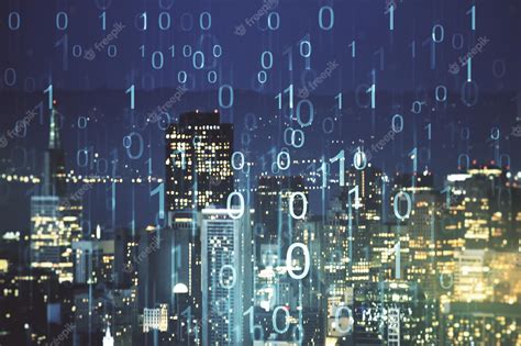 Premium Photo Abstract Virtual Binary Code Illustration On San Francisco Skyline Background