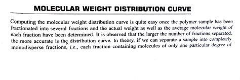Molecular Weight Distribution Curve Molecular Weight
