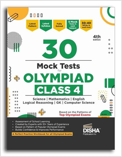 30 Mock Test Series For Olympiads Class 4 Science Mathematics Englis