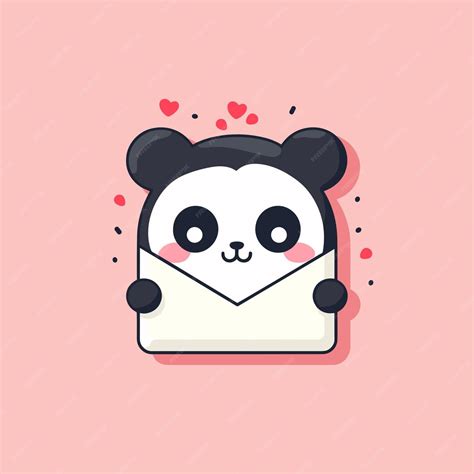 Premium Vector Cute Panda With Envelope Love Letter With Cutie Panda Vector Illustration