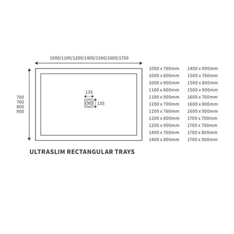 Pureflo Rectangular 25mm Ultra Slim Shower Tray Stone Resin With 90m