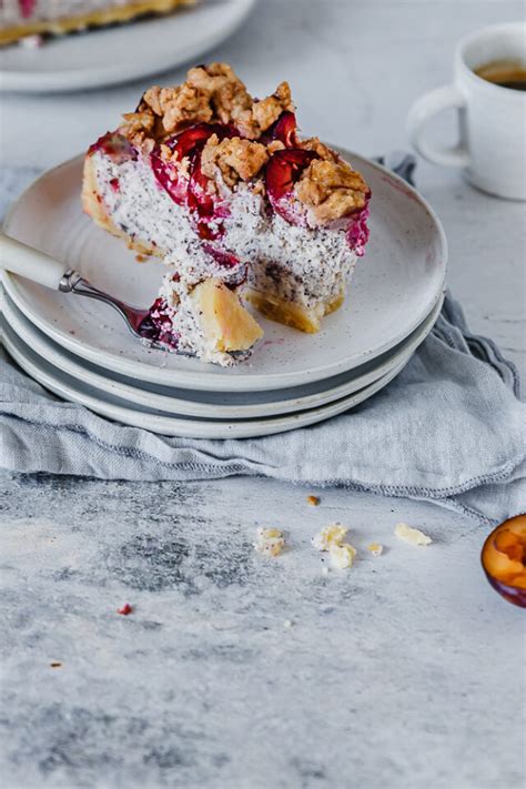 Saftiger Quark Mohn Pflaumenkuchen Mit Streuseln Oder Auch Drei