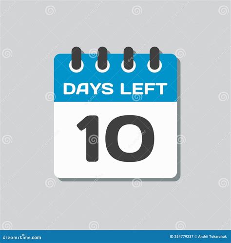 Countdown Daily Page Calendar Icon 10 Days Left Stock Vector
