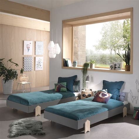 STAPEL Lot de 2 Lits Empilables 90x200cm Gris Flèche Altobuy fr