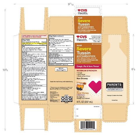 Dailymed Cvs Severe Cough Flu Plus Sore Throat Honey Acetaminophen